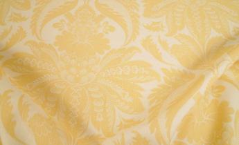 Yellow Patterned Linen Damask from England. Backed for Additional ...