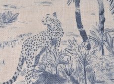 Animal Kingdom in Blue Toile features Zebra, Giraffe, cheetah, Monkey ...