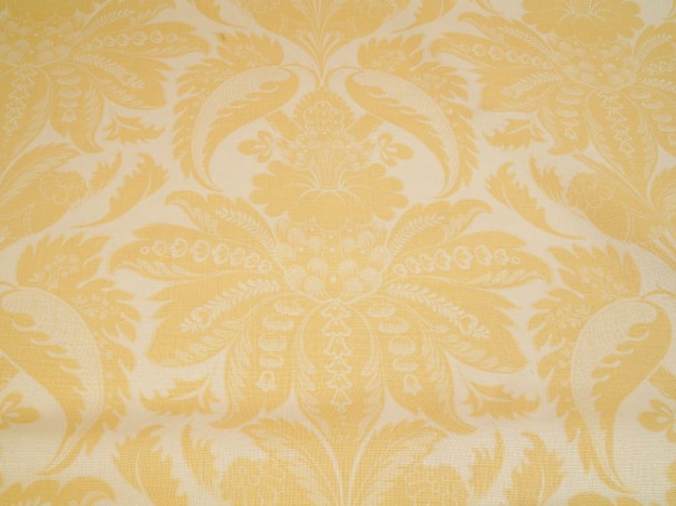 Yellow Patterned Linen Damask from England. Backed for Additional ...