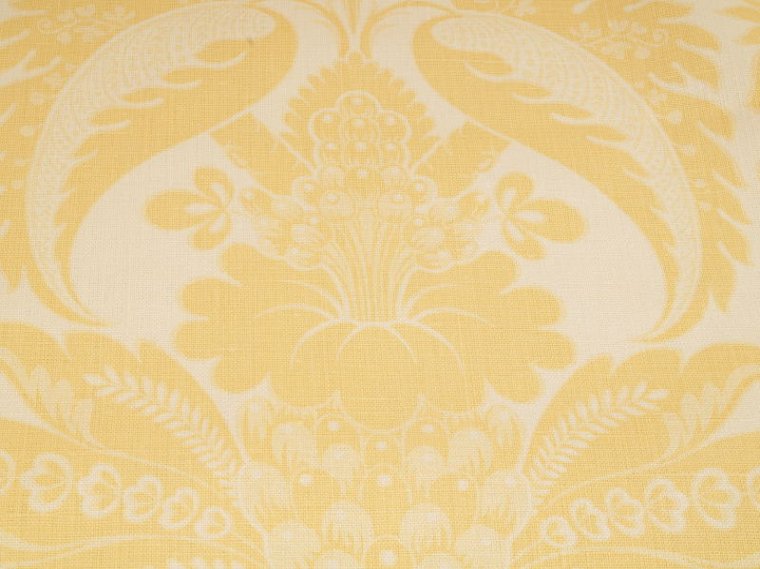 Yellow Patterned Linen Damask from England. Backed for Additional ...