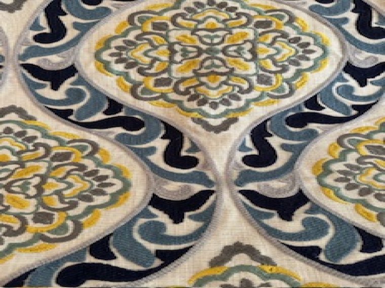 Stunning Embroidered cotton blend fabric for upholstery, drapes and more